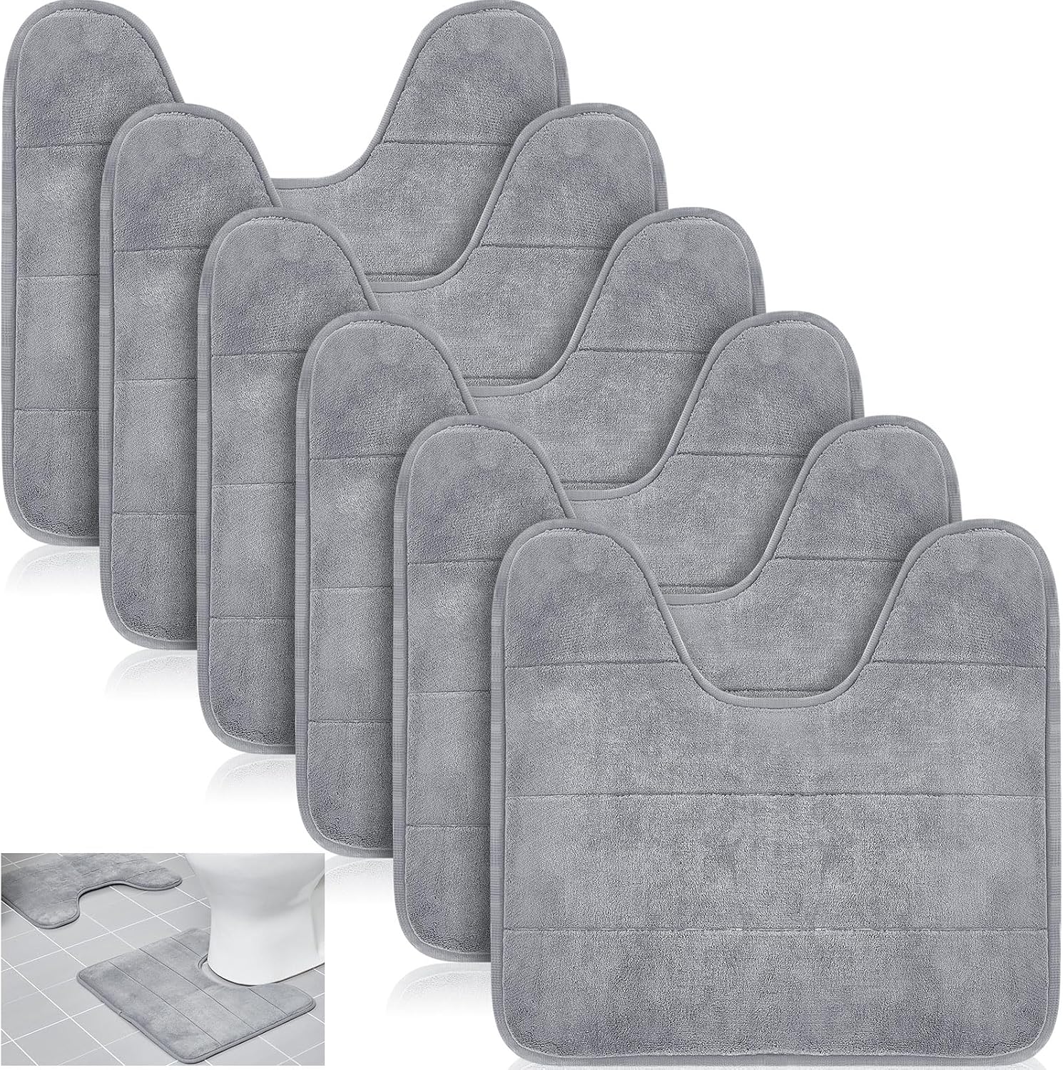 Amazon.com: Timgle 6 Pcs Toilet Rugs U Shaped 16'' x 20'' Memory Foam ...