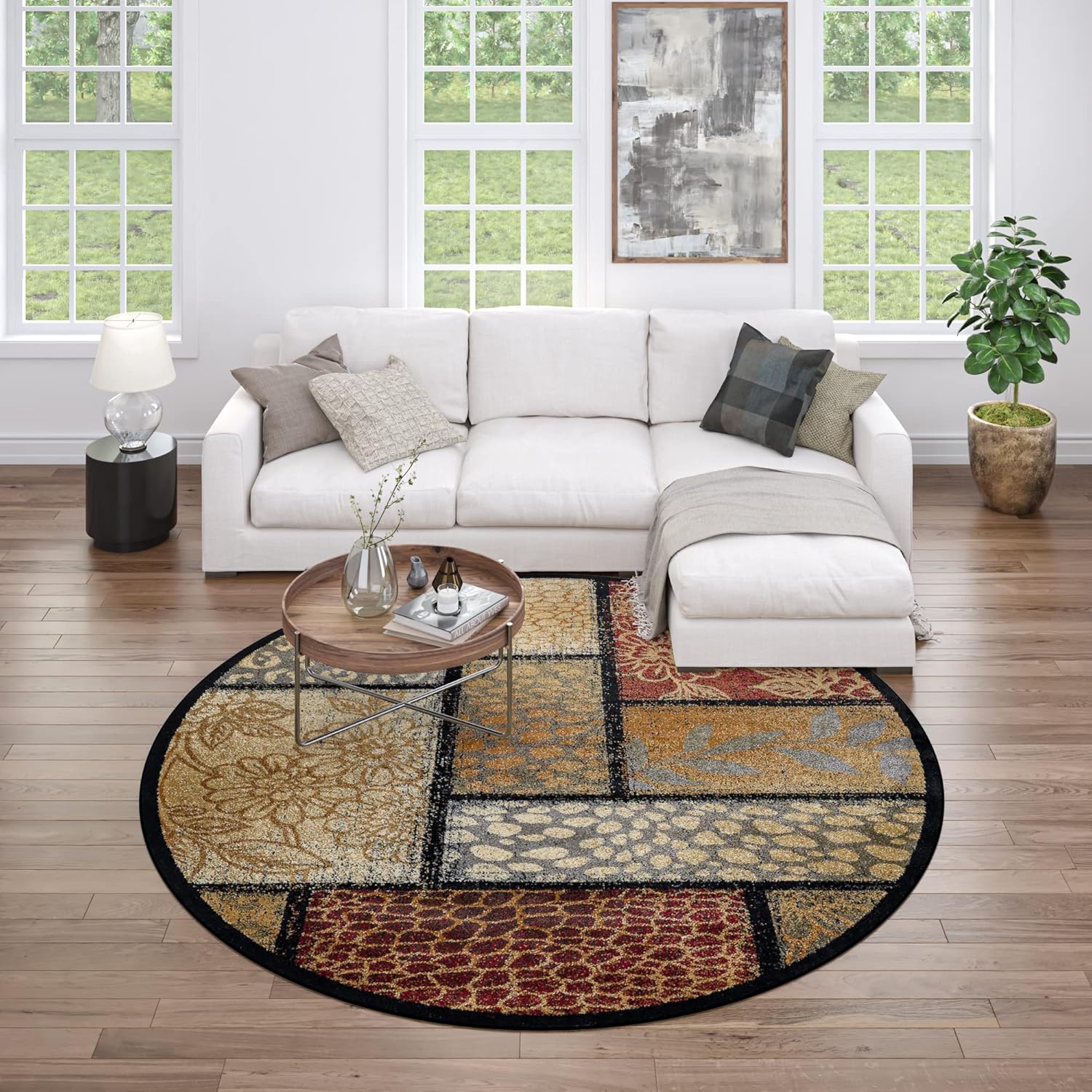 Amazon.com: Universal Rugs 107748 Multi 6` Round Area Rug, 5-Feet 3 ...