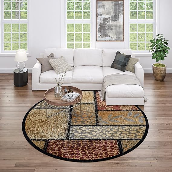 Amazon.com: Universal Rugs 107748 Multi 6` Round Area Rug, 5-Feet 3 ...