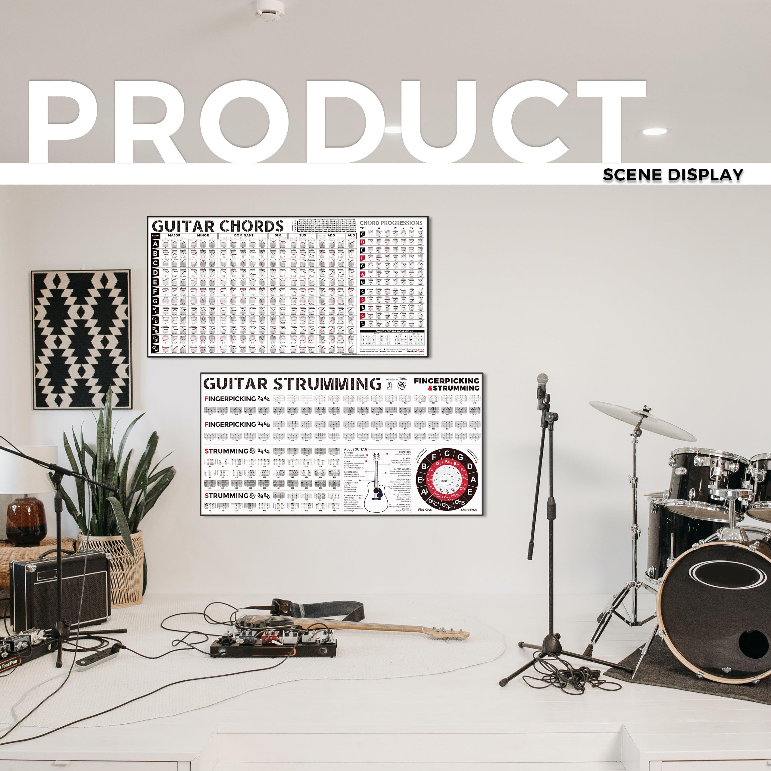 Snapklik.com : Guitar Chords Chart & Guitar Strumming Chart Bundle ...