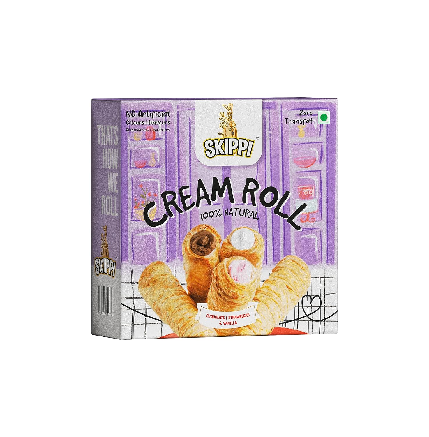 Skippi Natural Cream Rolls - Assorted Box of 6 (180g), 2 Vanilla,2 ...
