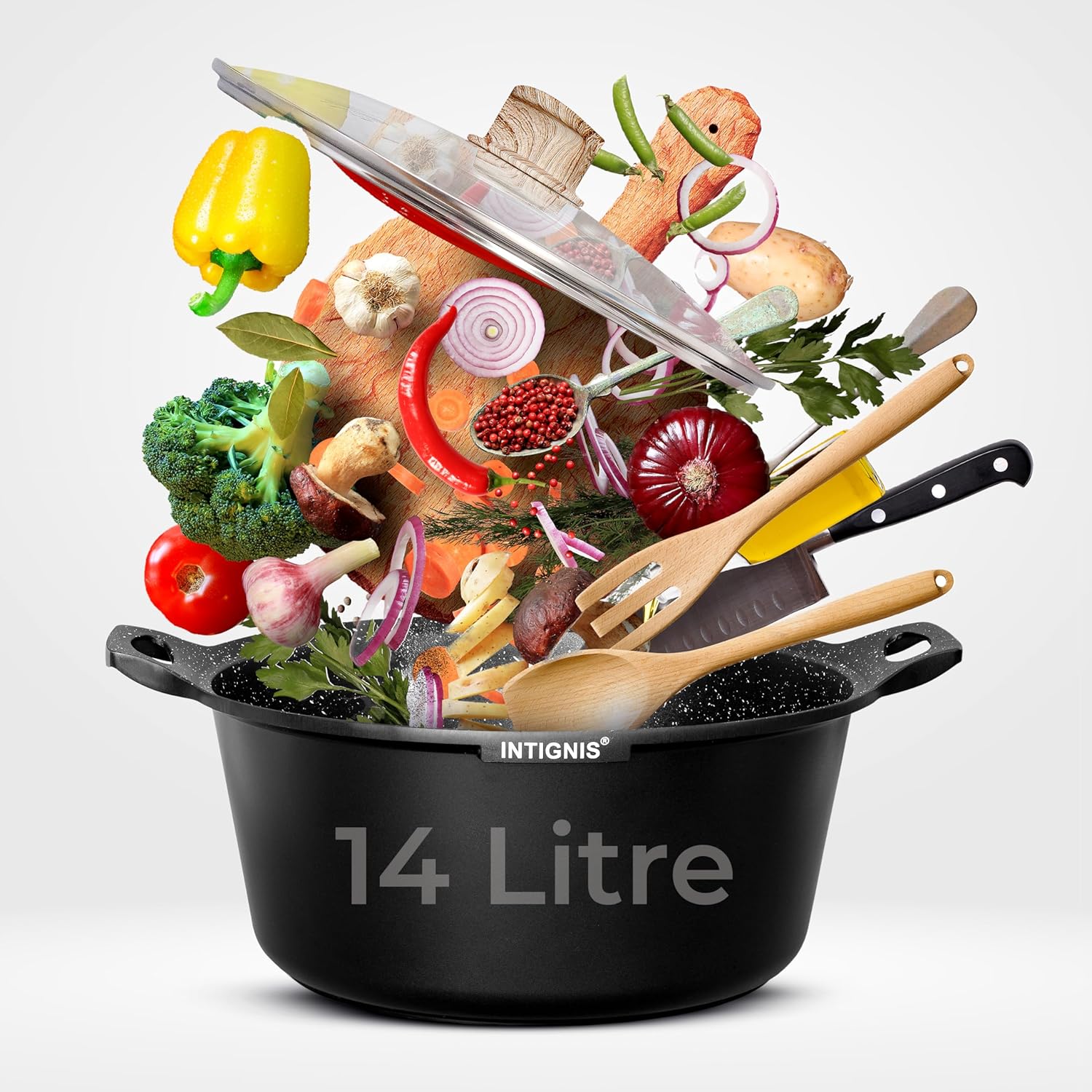INTIGNIS® Casserole Pot with lid – Large 36cm |12 Litre | 16 Inches ...
