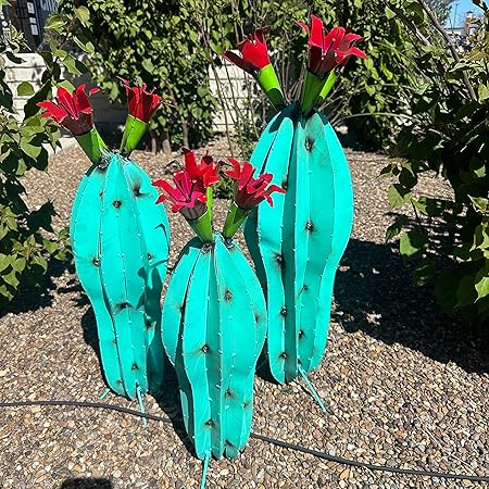 Amazon.com: Handmade Metal Blue Myrtle Cactus - Mexican Garden Art ...