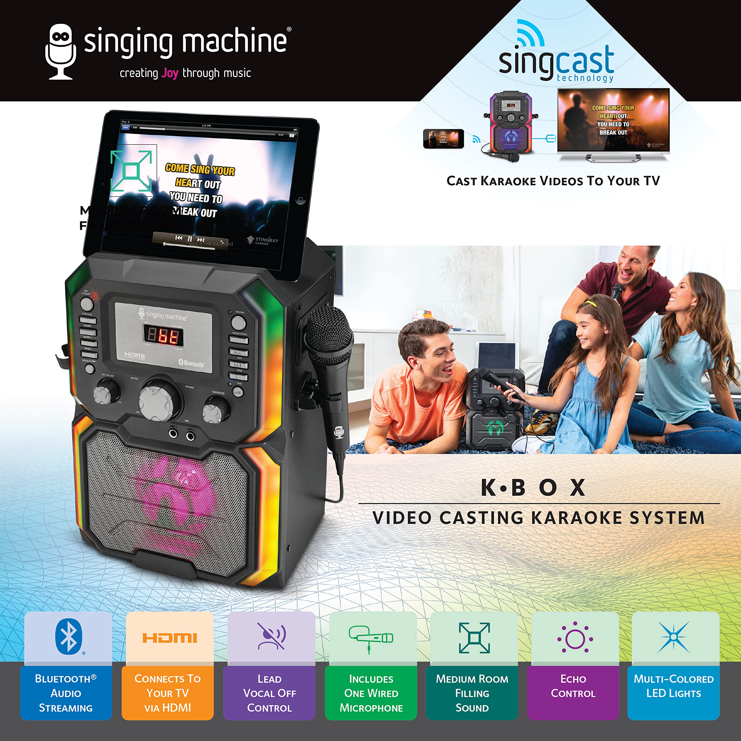 Singing Machine SingCast K-Box Video Casting Karaoke Machine with ...