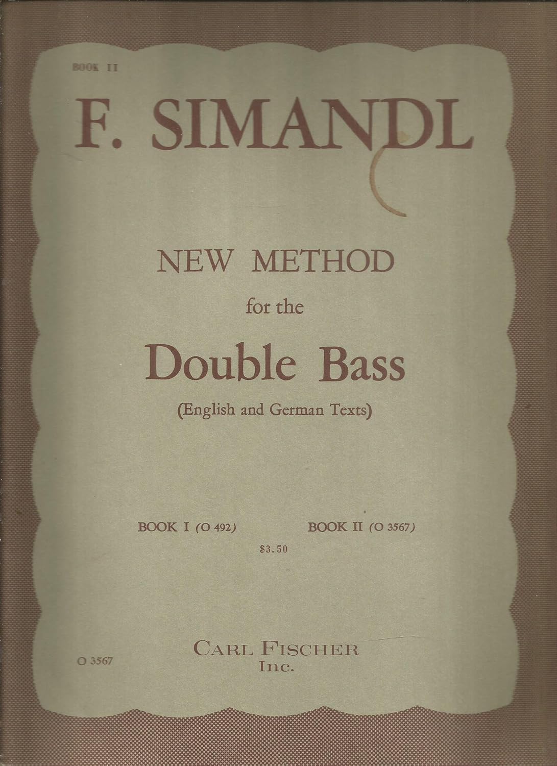 F. Simandl New Method for the Double Bass English/German Texts Book II ...