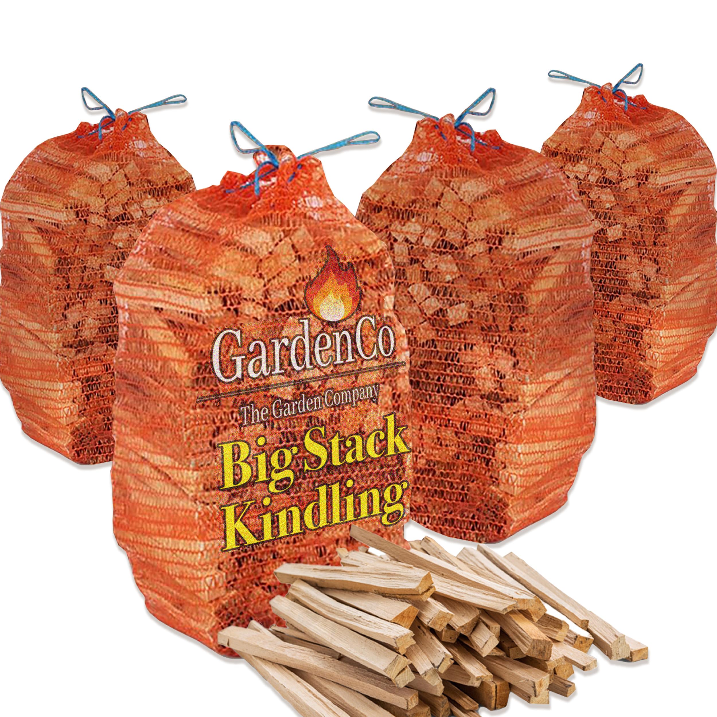 4x Nets Kiln Dried Kindling Wood - 10KG Bumper Pack of Bags Natural ...