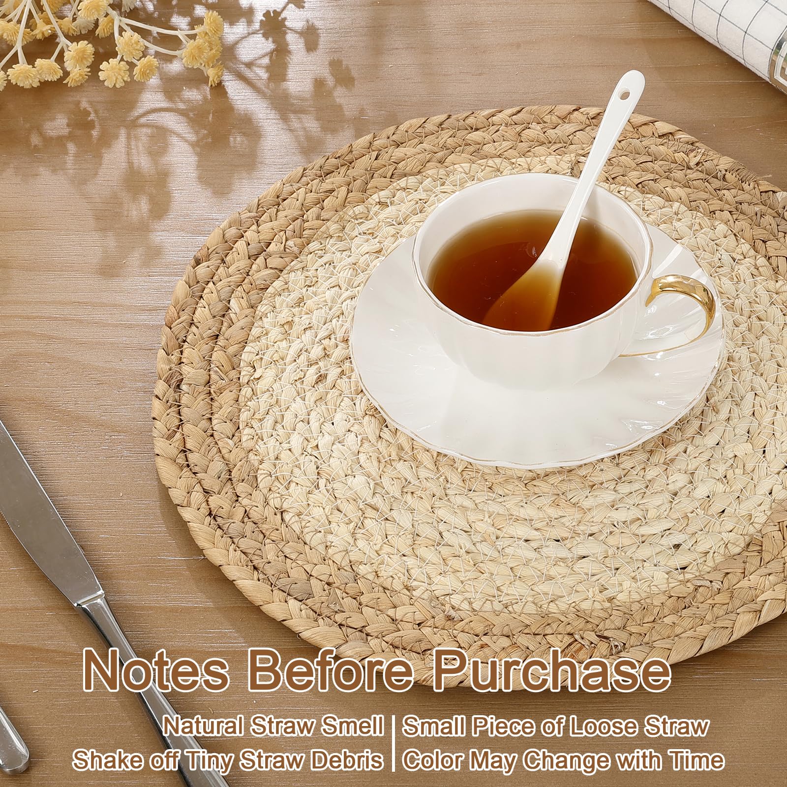 Snapklik.com : 12 Inch Round Woven Placemats Set Of 12 Natural Corn ...