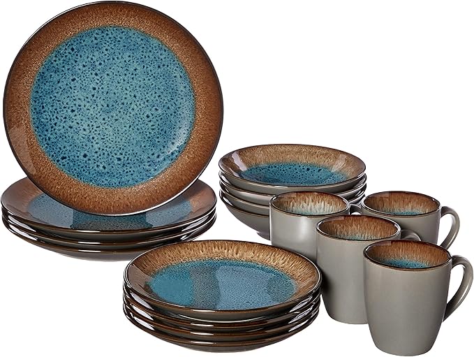 Amazon.com | Pfaltzgraff 5239319 Monroe Blue 16-Piece Dinnerware Set ...