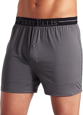 Perry Ellis Men's Performance Mesh Boxer, Gray/Black, Medium at Amazon ...