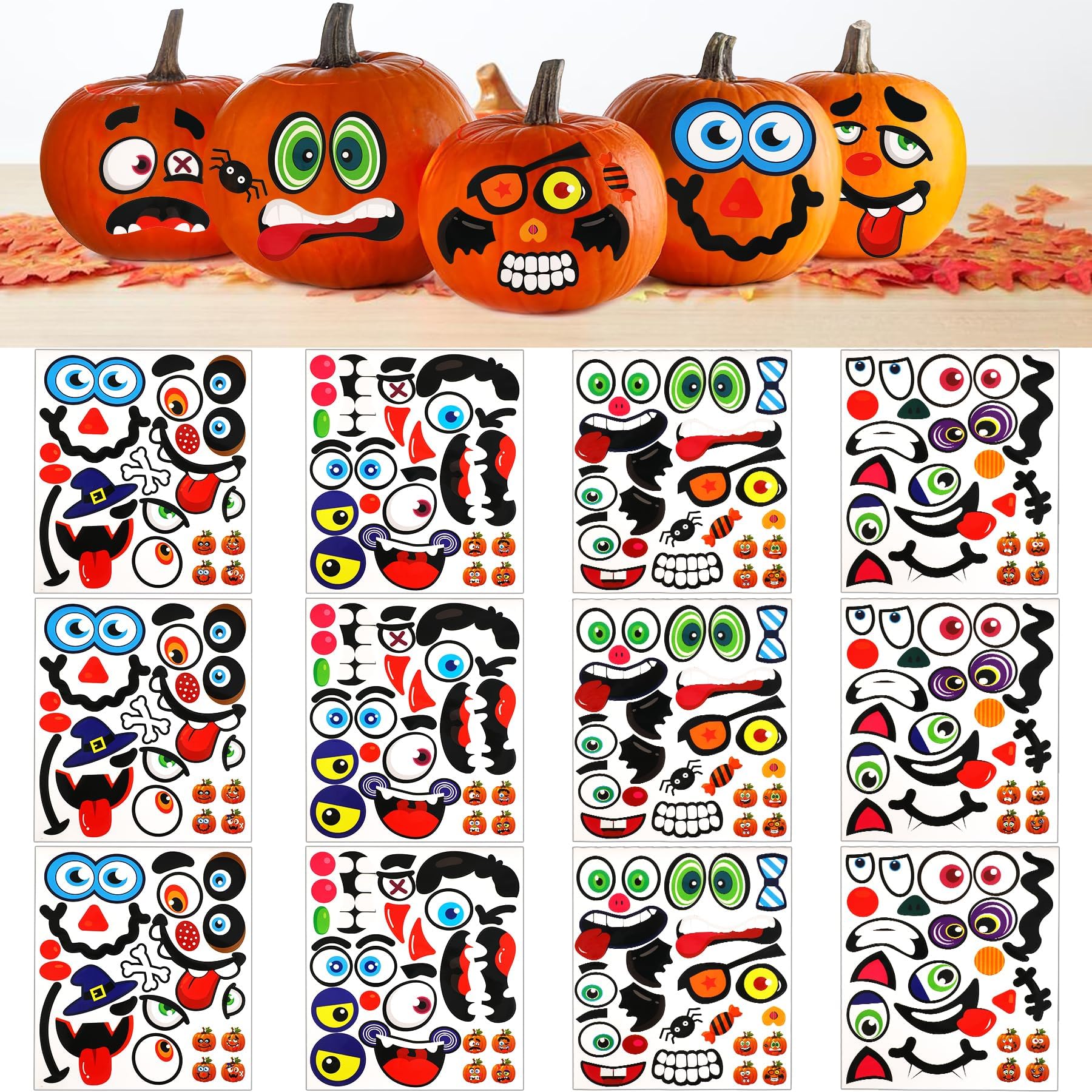 Snapklik.com : Halloween Pumpkin Decorating Stickers,Jack-O-Lantern DIY ...