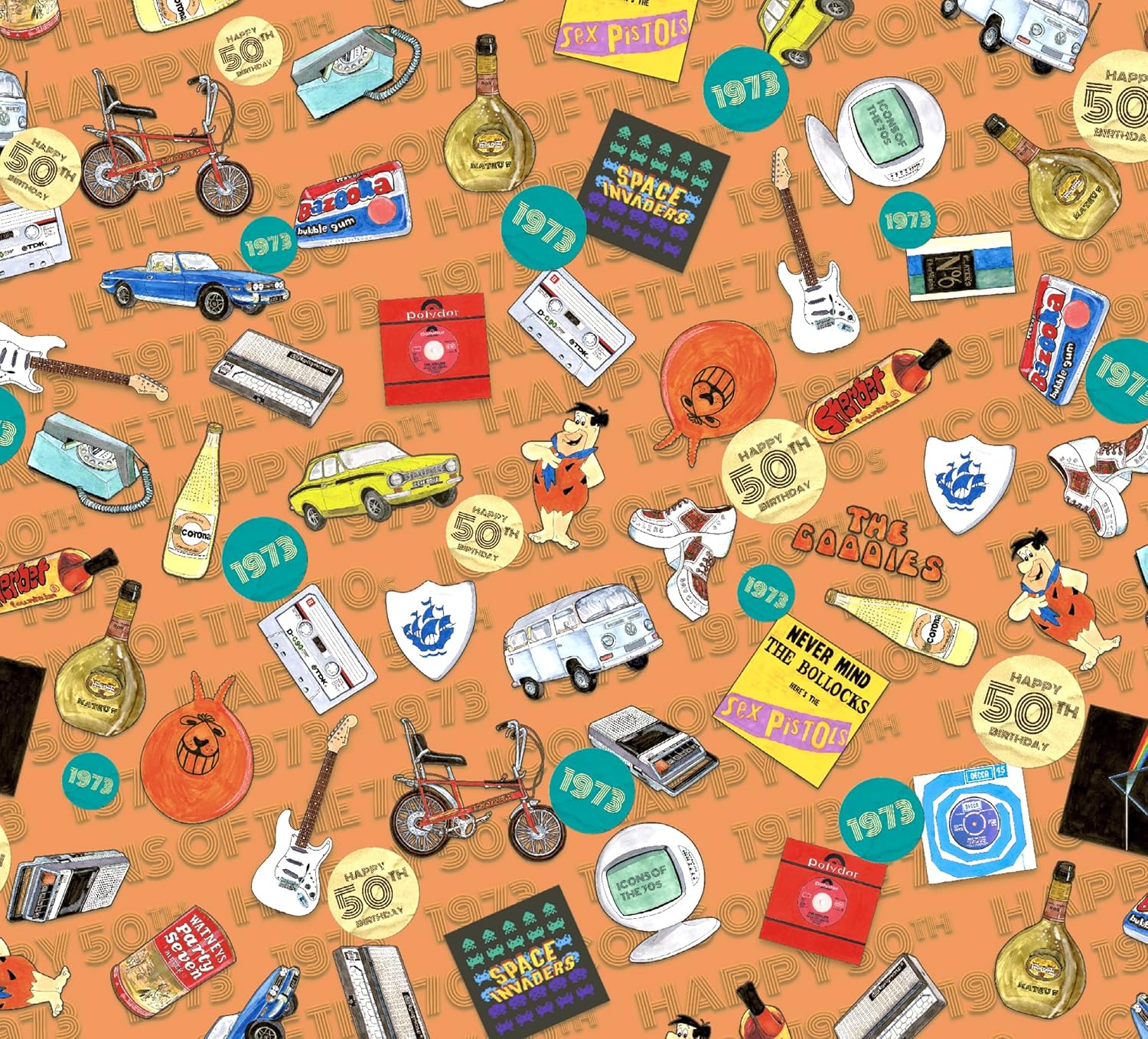 50th Birthday Wrapping Paper. Fiftieth Birthday Wrapping Paper. 2 ...