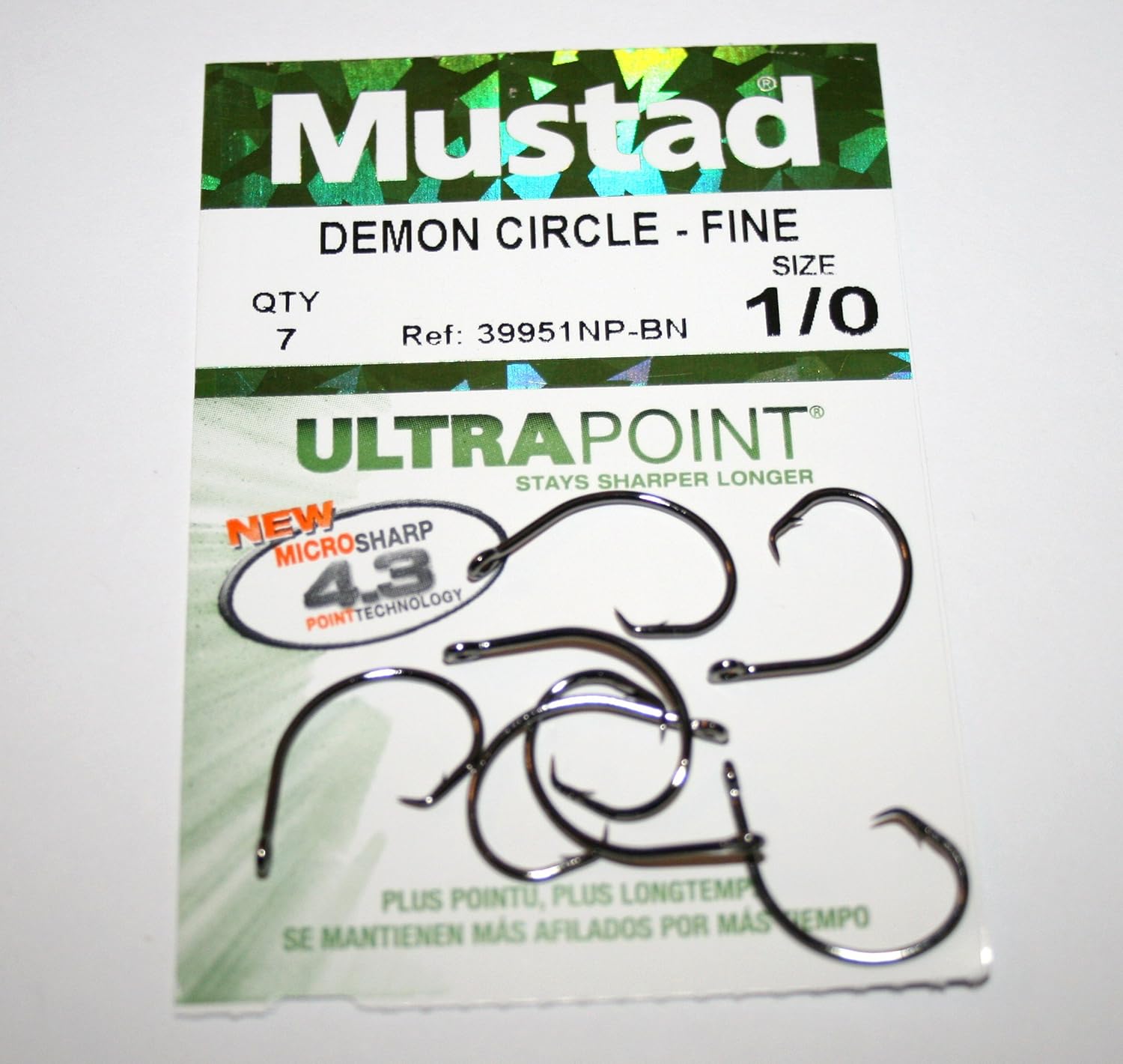Mustad Demon Circle Hooks Fine 39951NP-BN size 1/0 Qty 7 : Amazon.co.uk ...