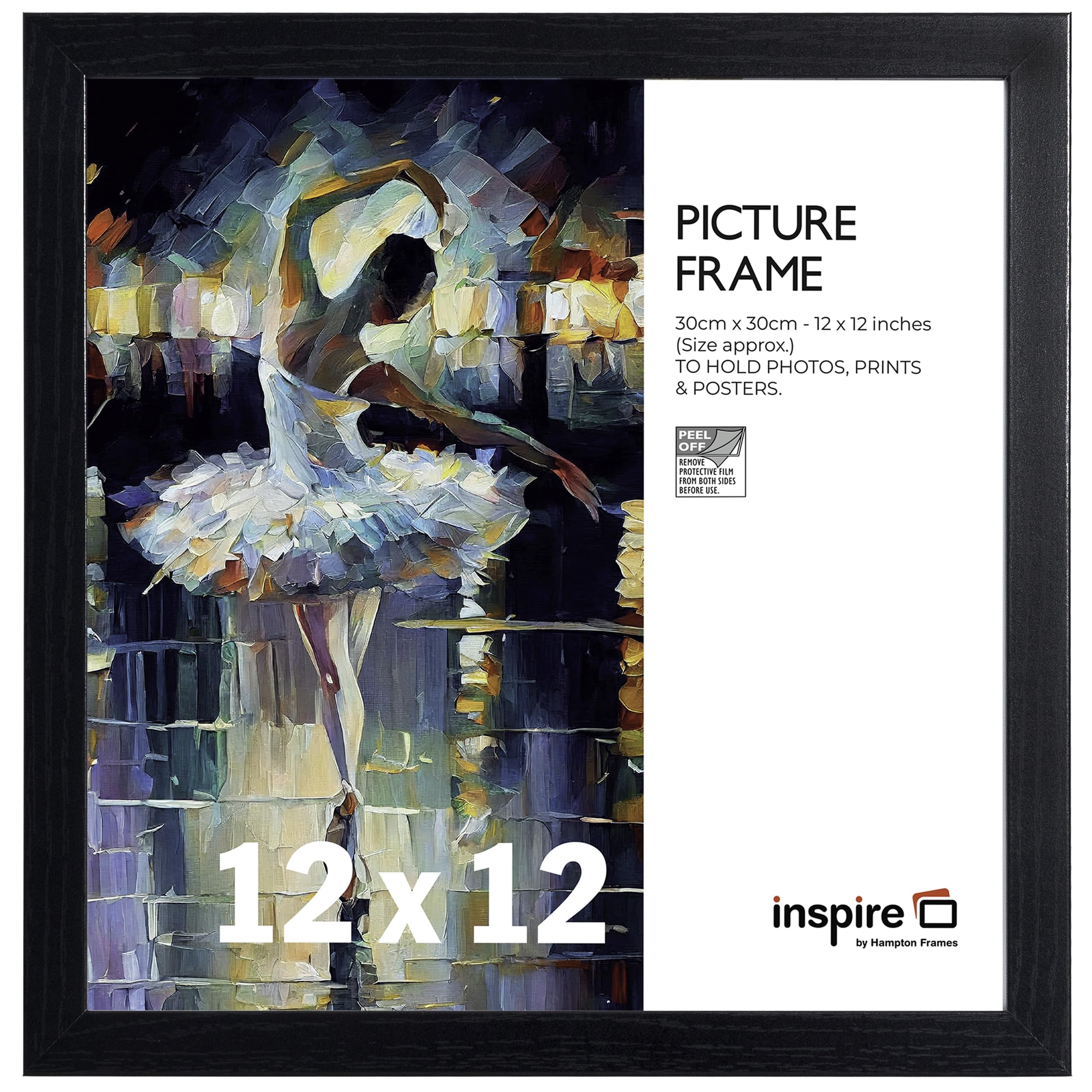 Inspire By Hampton CAMBRIDGE 12x12 (30x30cm) Black Square Picture Frame ...