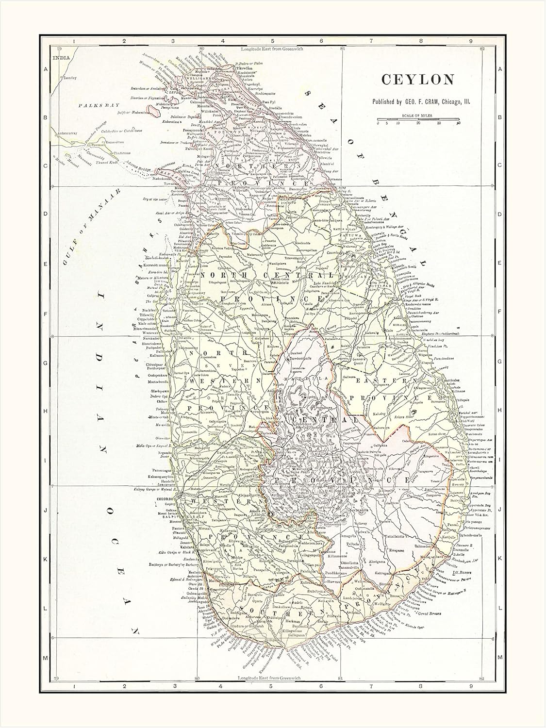 Amazon.com: Ceylon (Sri Lanka) Map 1901 - Museum Quality Vintage Ceylon ...