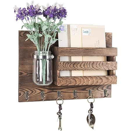 Amazon.com: MyGift Vintage Gray Wood Key and Mail Holder for Wall Rack ...