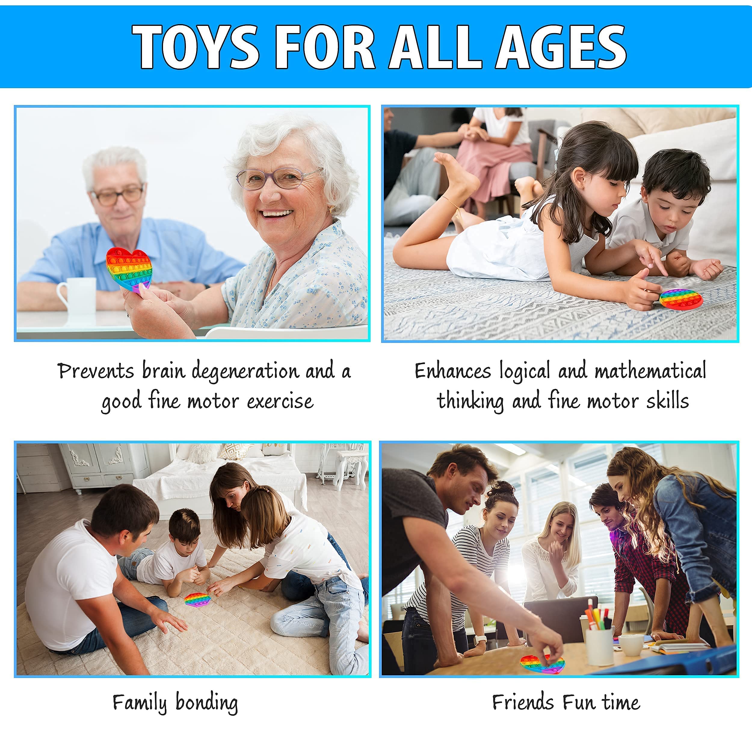 ZALIK (4 Pack) Pop It Fidget Toys Pop Its Fidgets, Fidget Toy Pack ...