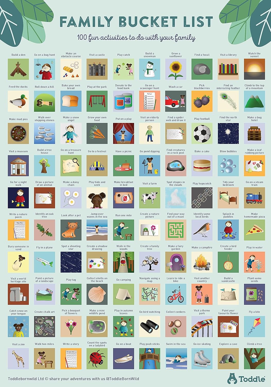 Amazon.com: Toddle 100 Activities For the Family Scratch Off Poster ...