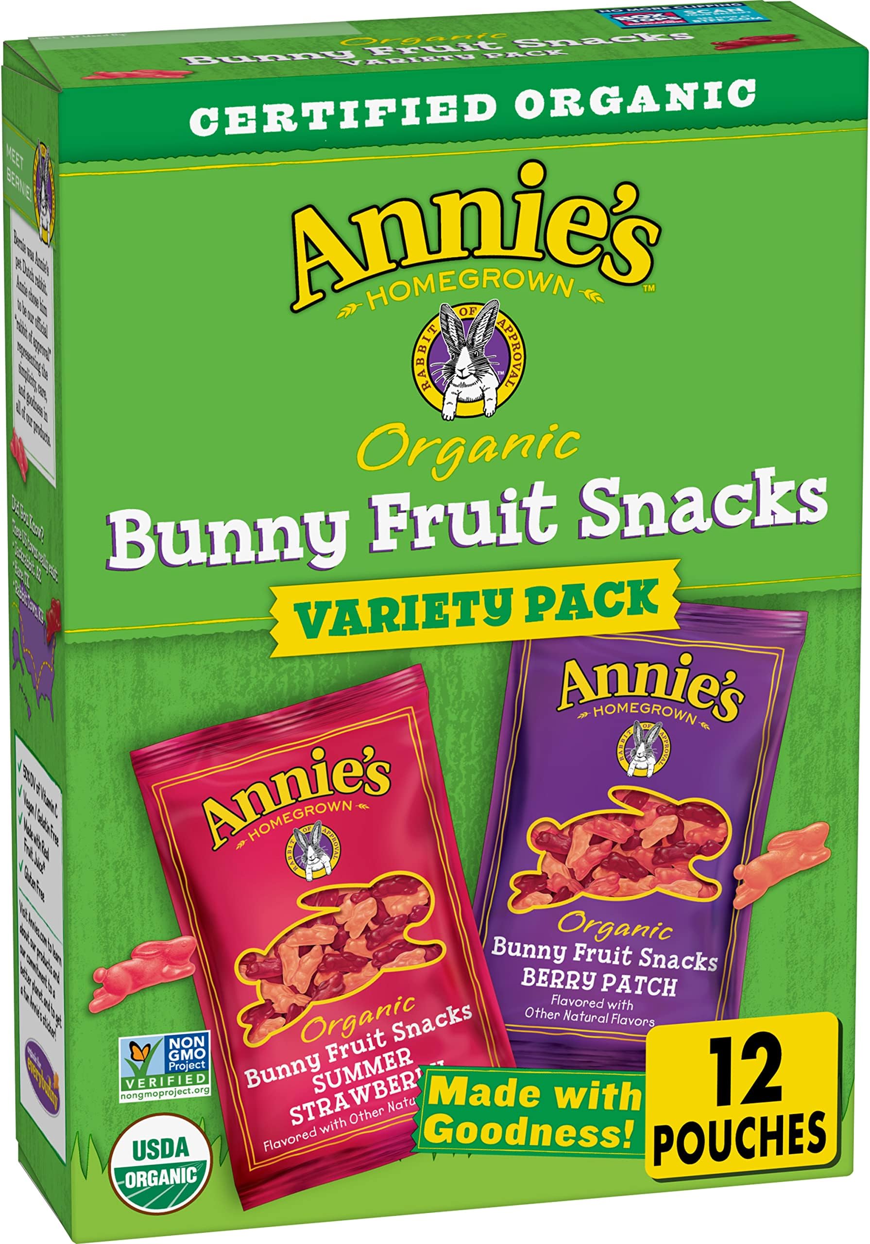 Amazon.com : Annie's Organic Bunny Fruit Snacks Variety Pack, 9.6 Ounce ...