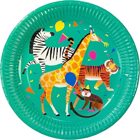 Amazon.com: Talking Tables Safari Jungle Zoo Animal Party Plates, Green ...
