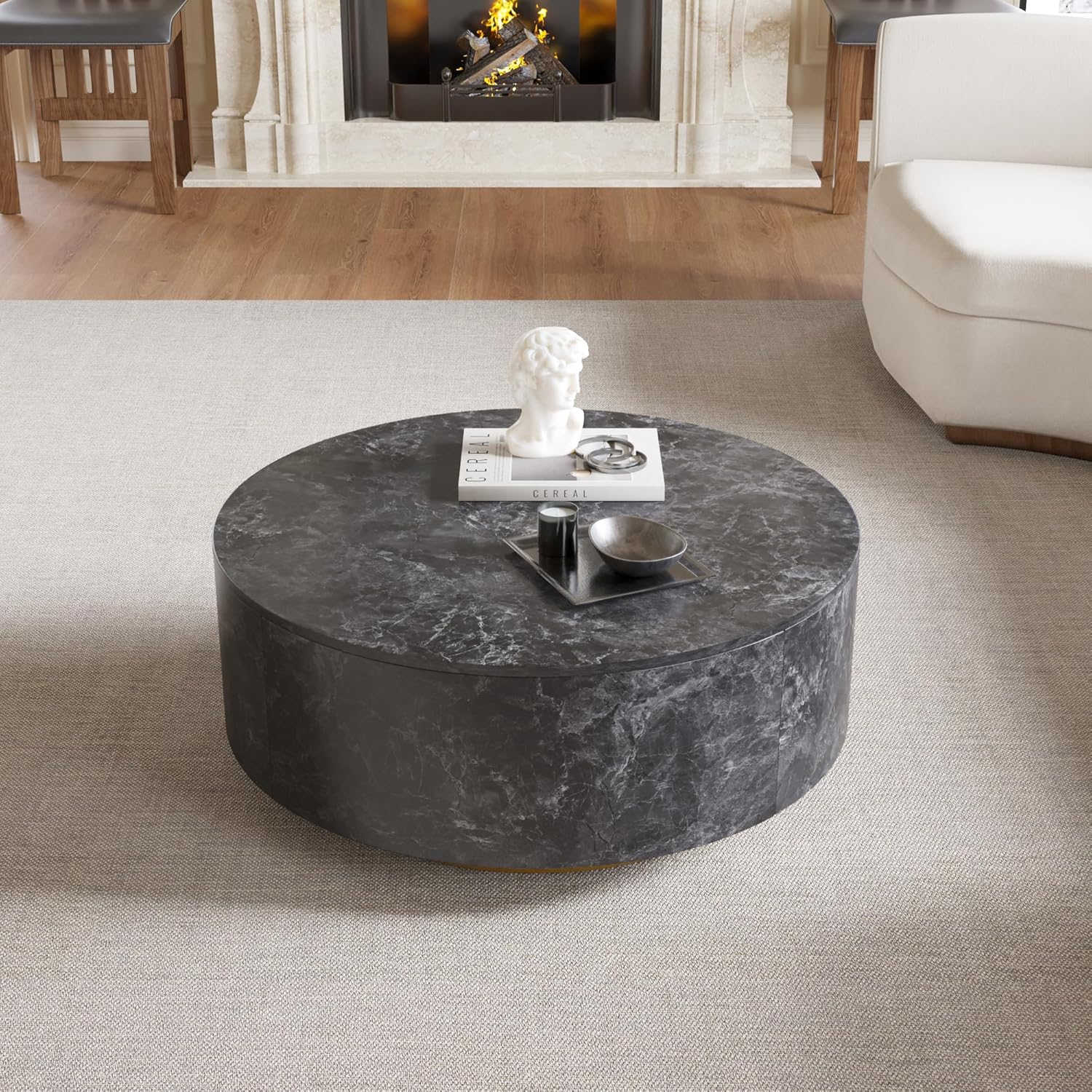 Amazon.com: Sdorens Round Coffee Table Faux Marble, 33.4" Mid Century ...