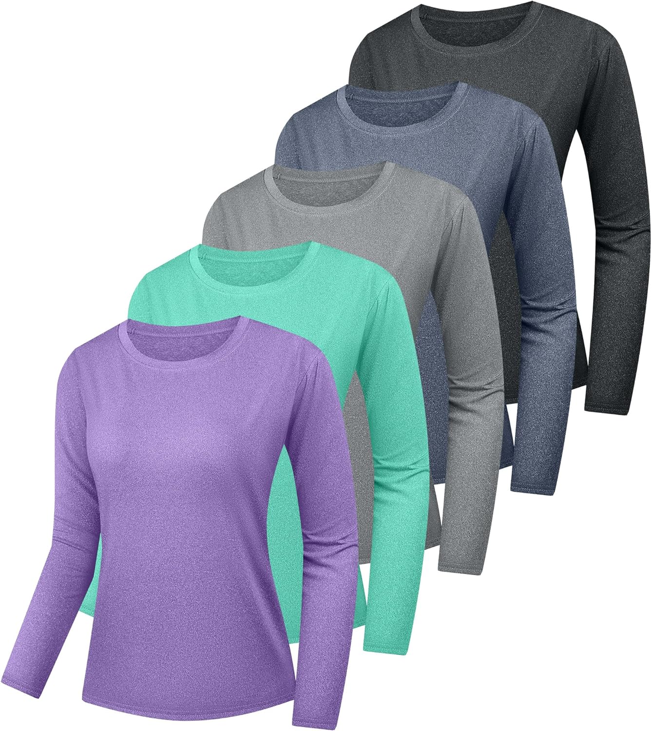 Amazon.com: Kinglaman 5 Pack Women's Quick Dry Fit Long Sleeve Shirts ...