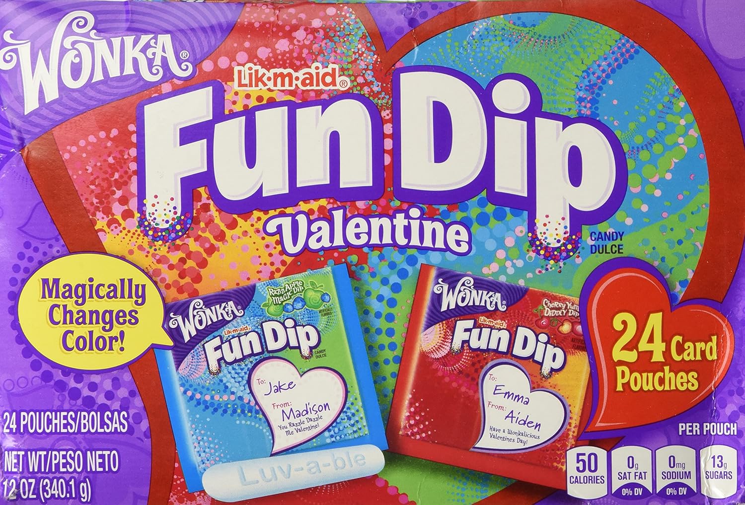 Amazon.com : Wonka Fun Dip Valentine Card & Candy Kit 24 Count ...