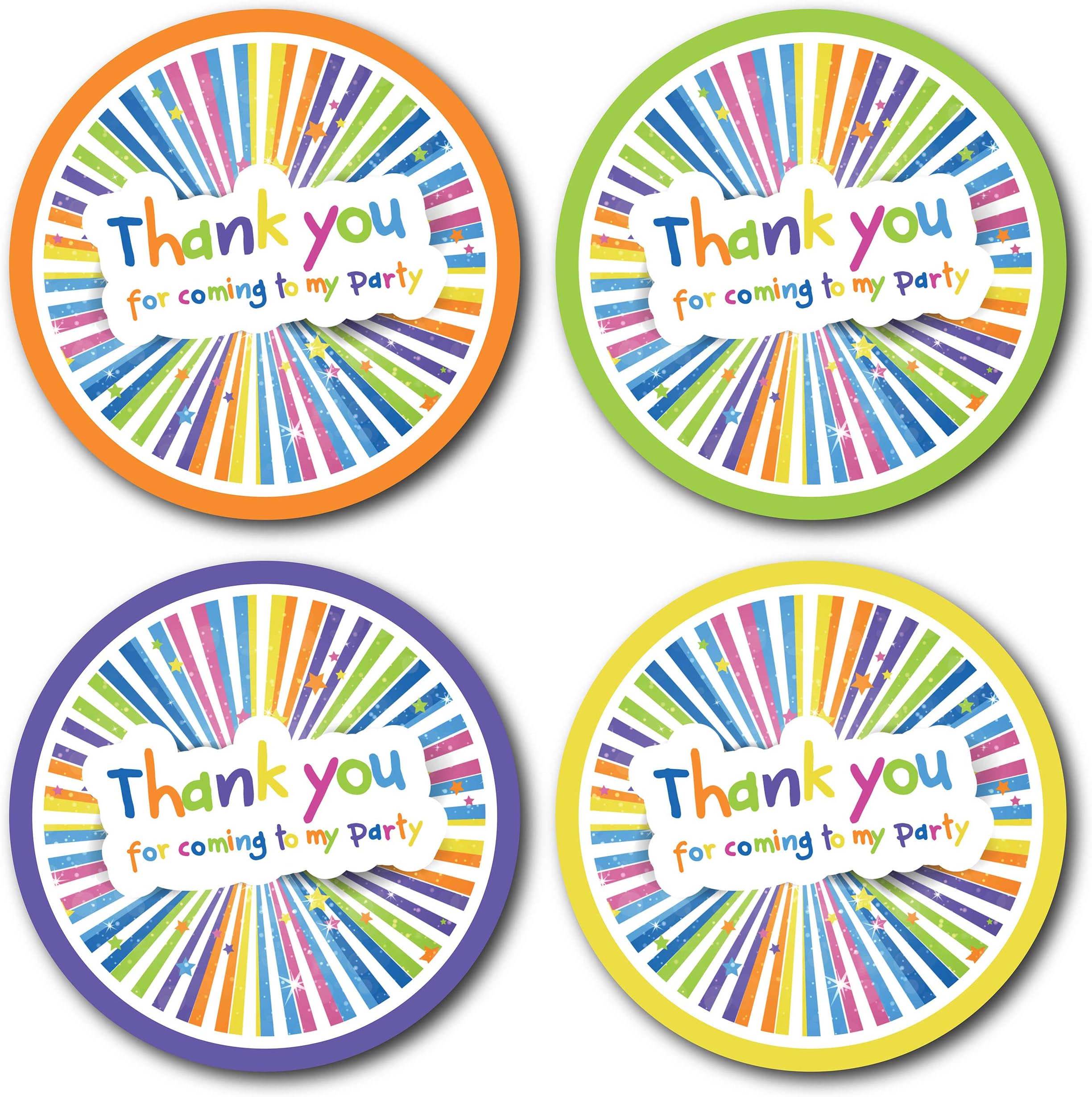 Olivia Samuel 40mm Colourful Thank You for Coming to My Party Stickers ...