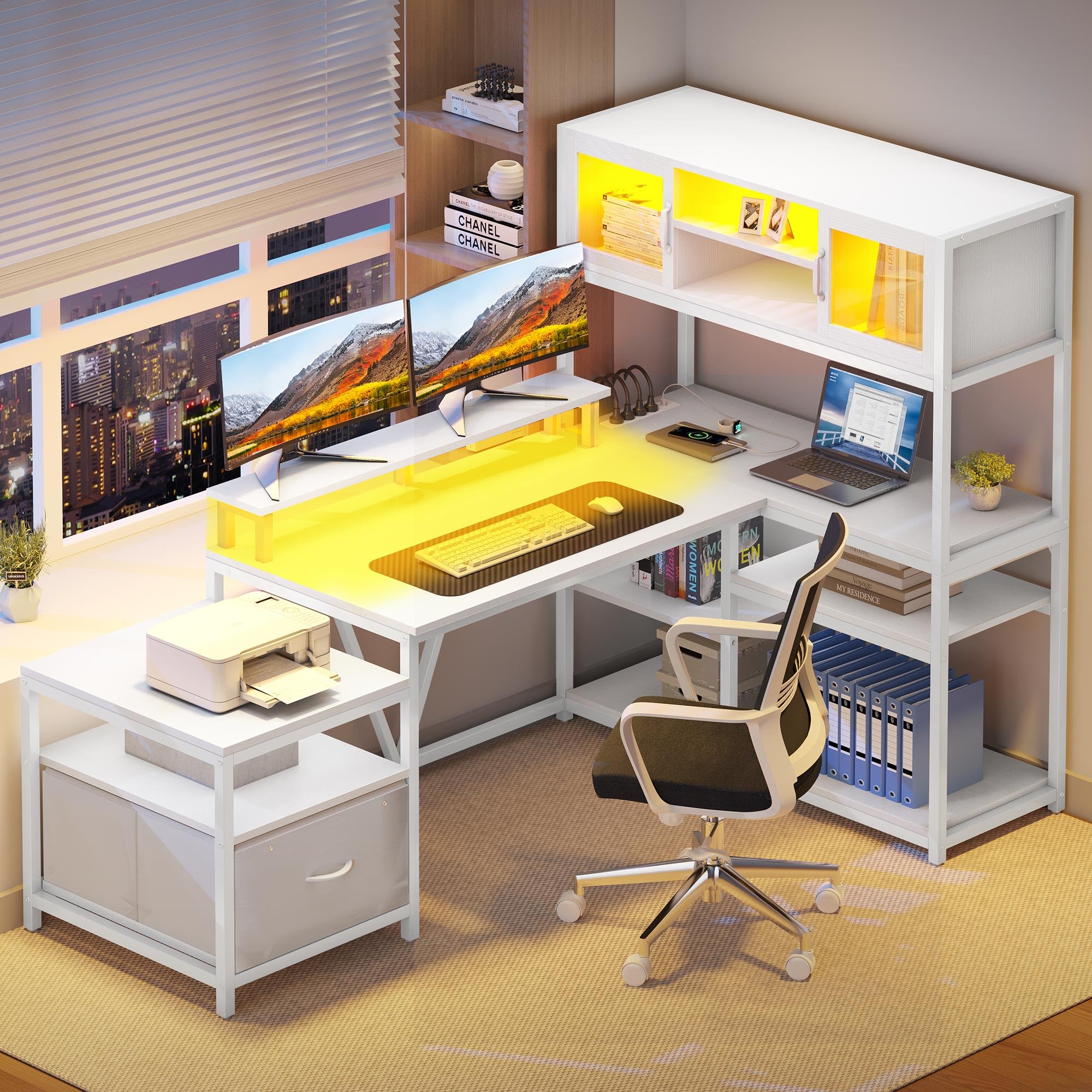 Amazon.com: YITAHOME L Shaped Computer Desk with Power Outlets, 78.7 ...