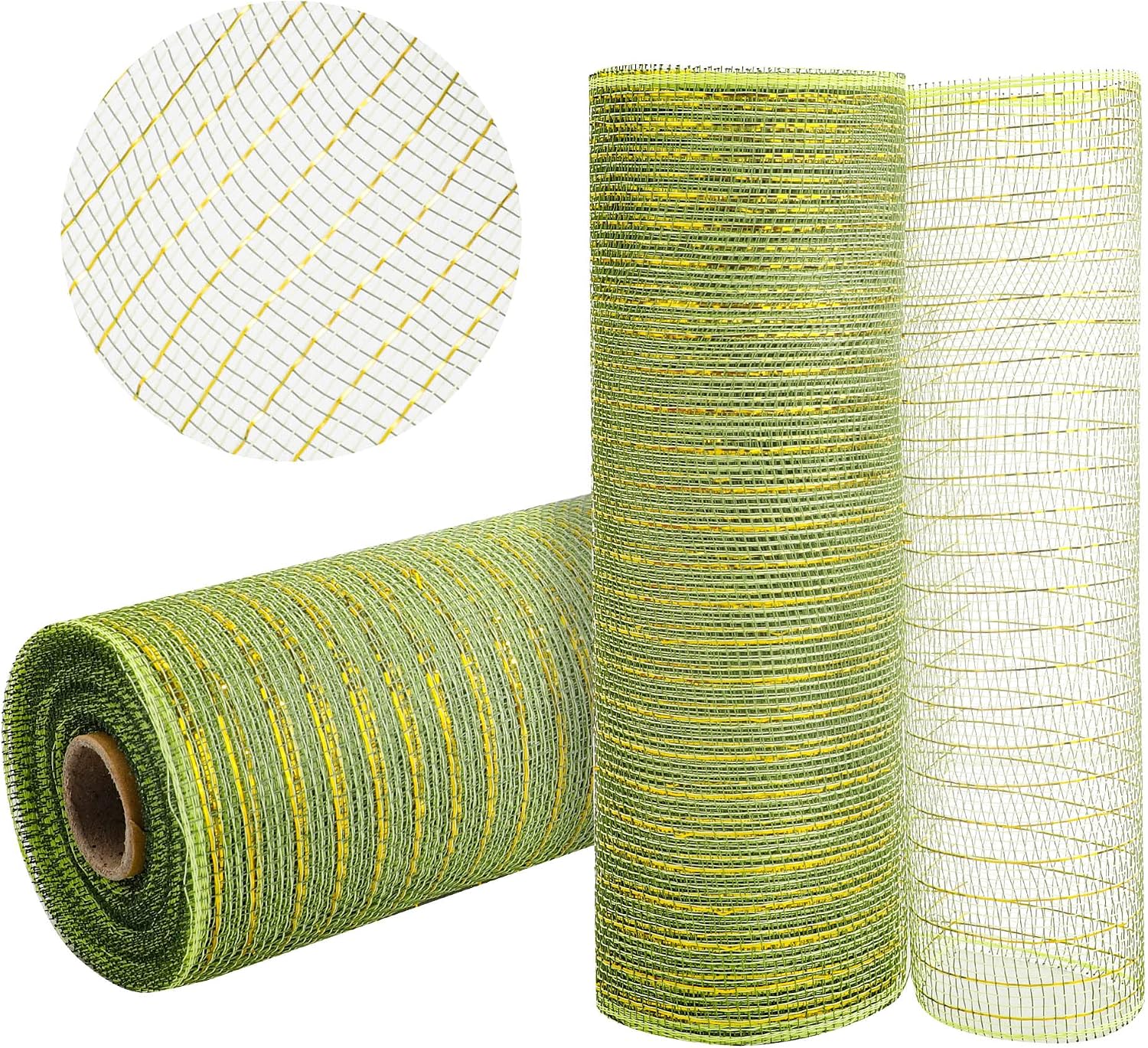 Amazon.com: GouZaak 2 Rolls Moss Green Deco Mesh Ribbon 10 in x 30 ft ...