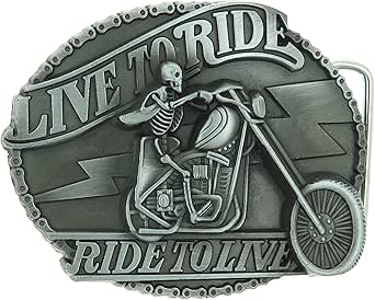 Amazon.com: Live to Ride Skull Motorcycle Belt Buckle : Clothing, Shoes ...