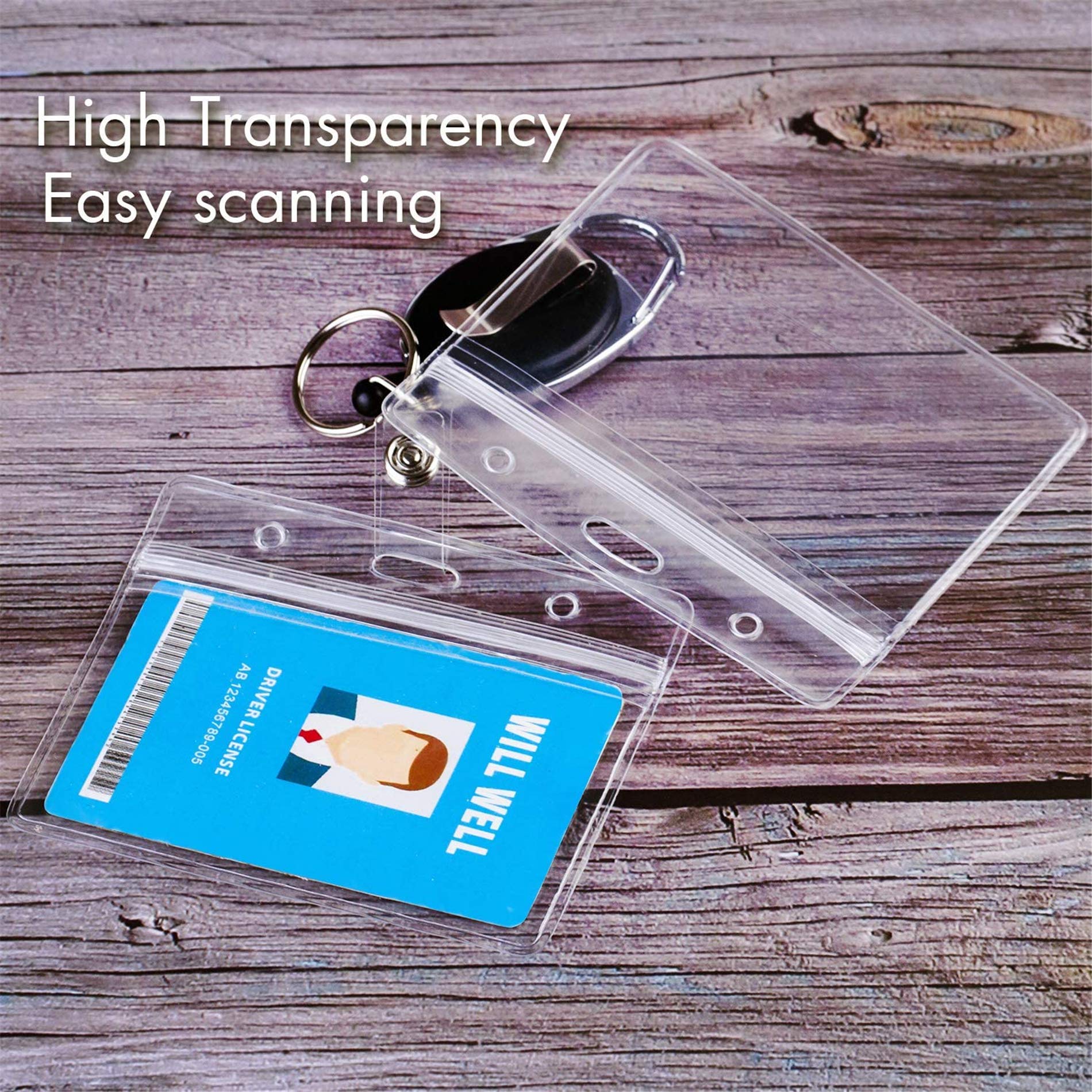 Snapklik.com : 6 Pack Extra Thick ID Badge Holder - Horizontal Clear ID ...