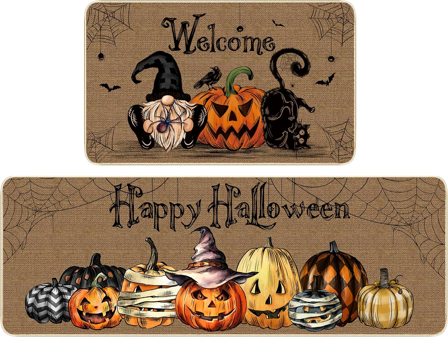 Amazon.com: TREWAVE Halloween Kitchen Rug Set of 2 Happy Halloween ...