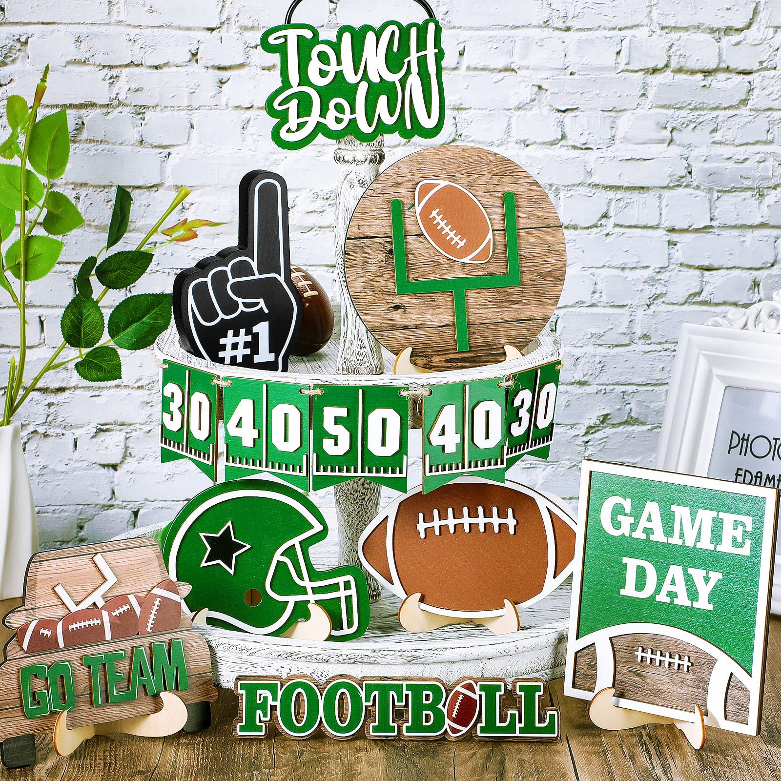 Amazon.com: 13 Pcs Football Tiered Tray Decor Farmhouse Football ...