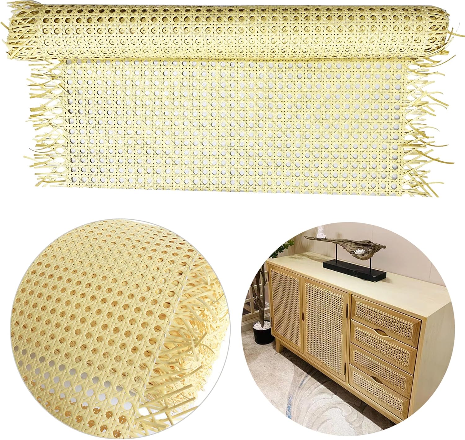 Amazon.com: Allazone 16" Width Rattan Cane Webbing Roll Hexagon Weave ...