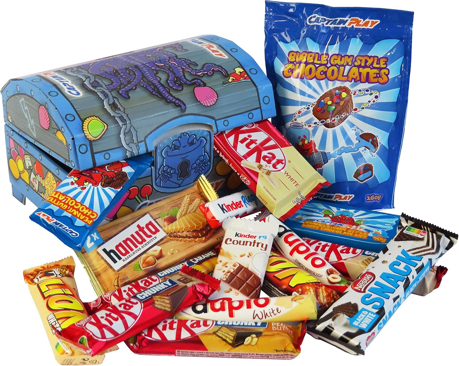CAPTAIN PLAY Coffre au Trésor avec Assortiment de 15 Barre au chocolat ...