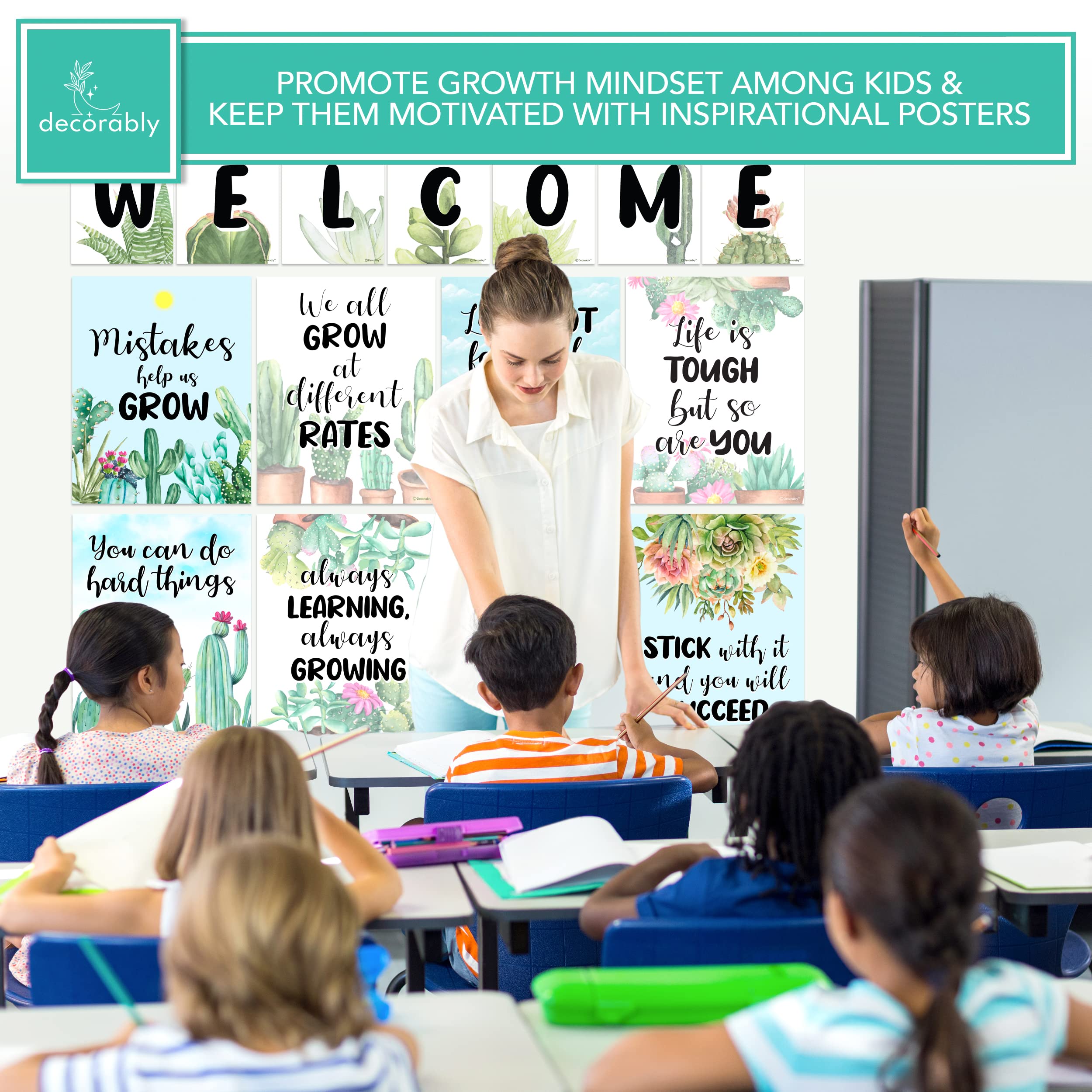 Snapklik.com : Decorably Welcome Posters For Classroom - 15 Cactus ...