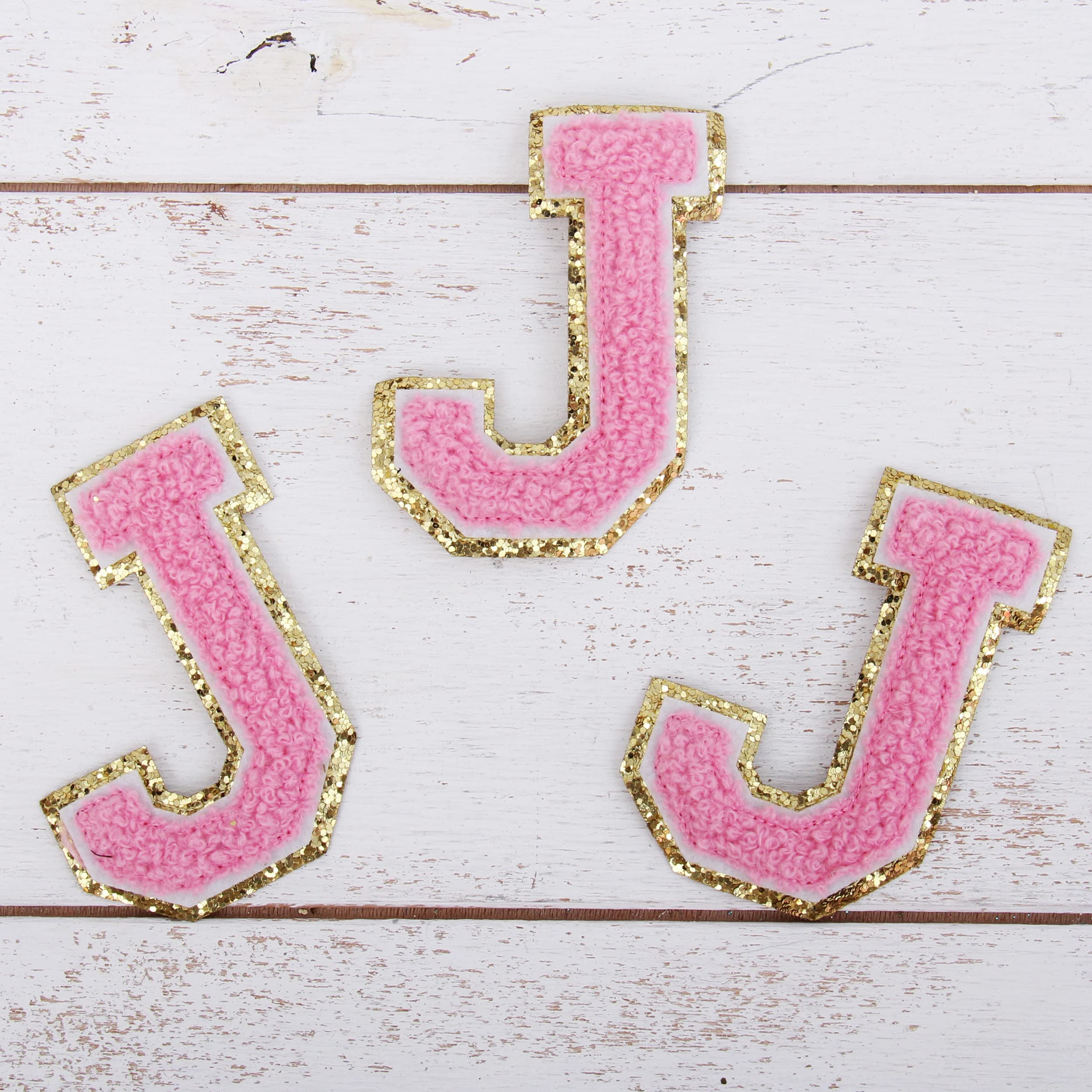Amazon.com: 3 Pack Chenille Iron On Glitter Varsity Letter "J" Patches ...