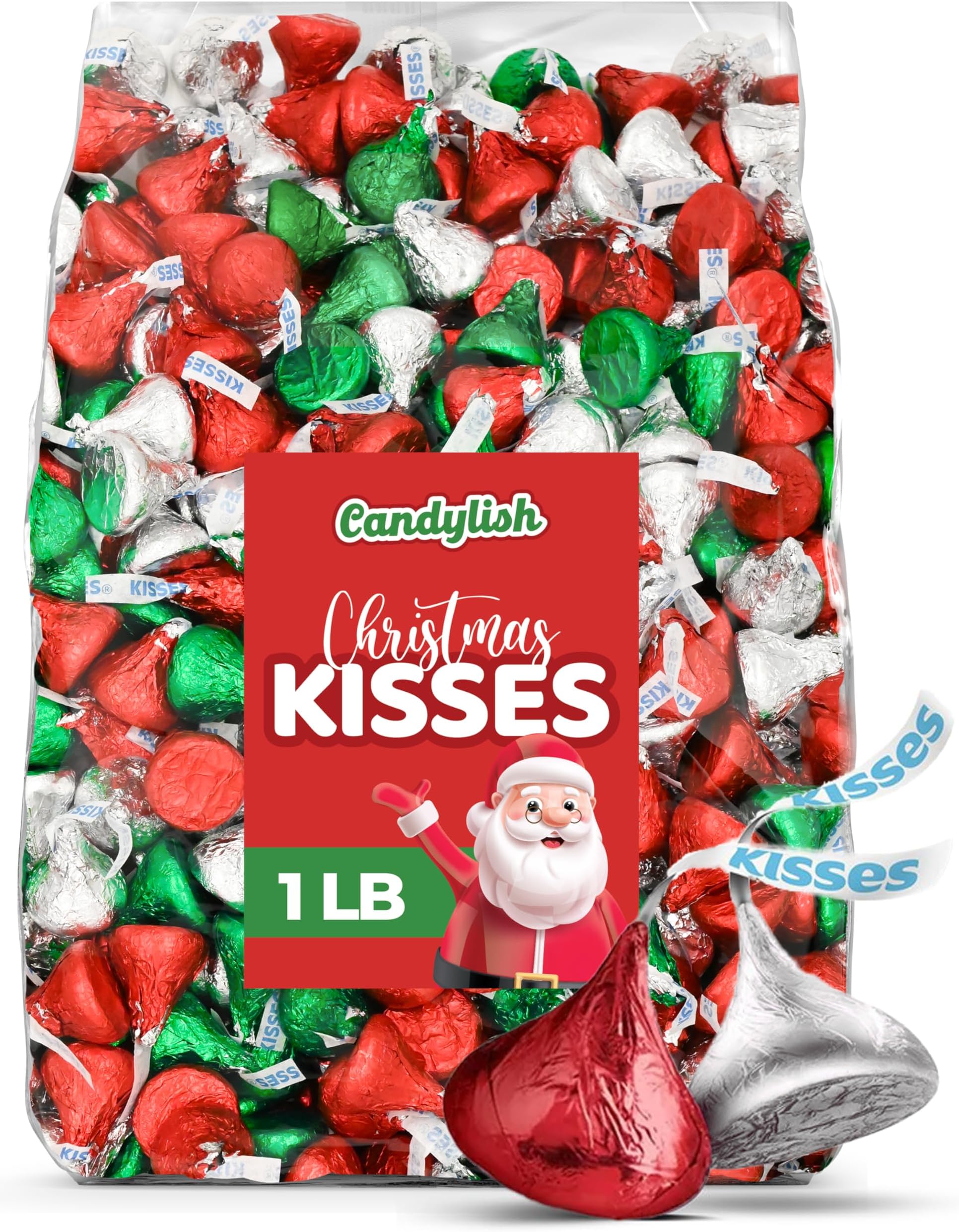 Amazon.com: Hershey Holiday Kisses Milk Chocolate Christmas Colors, 1 ...
