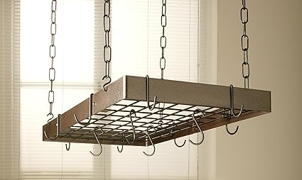 Amazon.com: Hammered Copper Rectangle Pot Rack with Black : Home & Kitchen