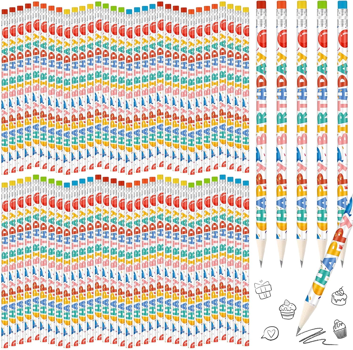 Amazon.com: Kosiz 400pcs Happy Birthday Pencils Bulk for Students ...