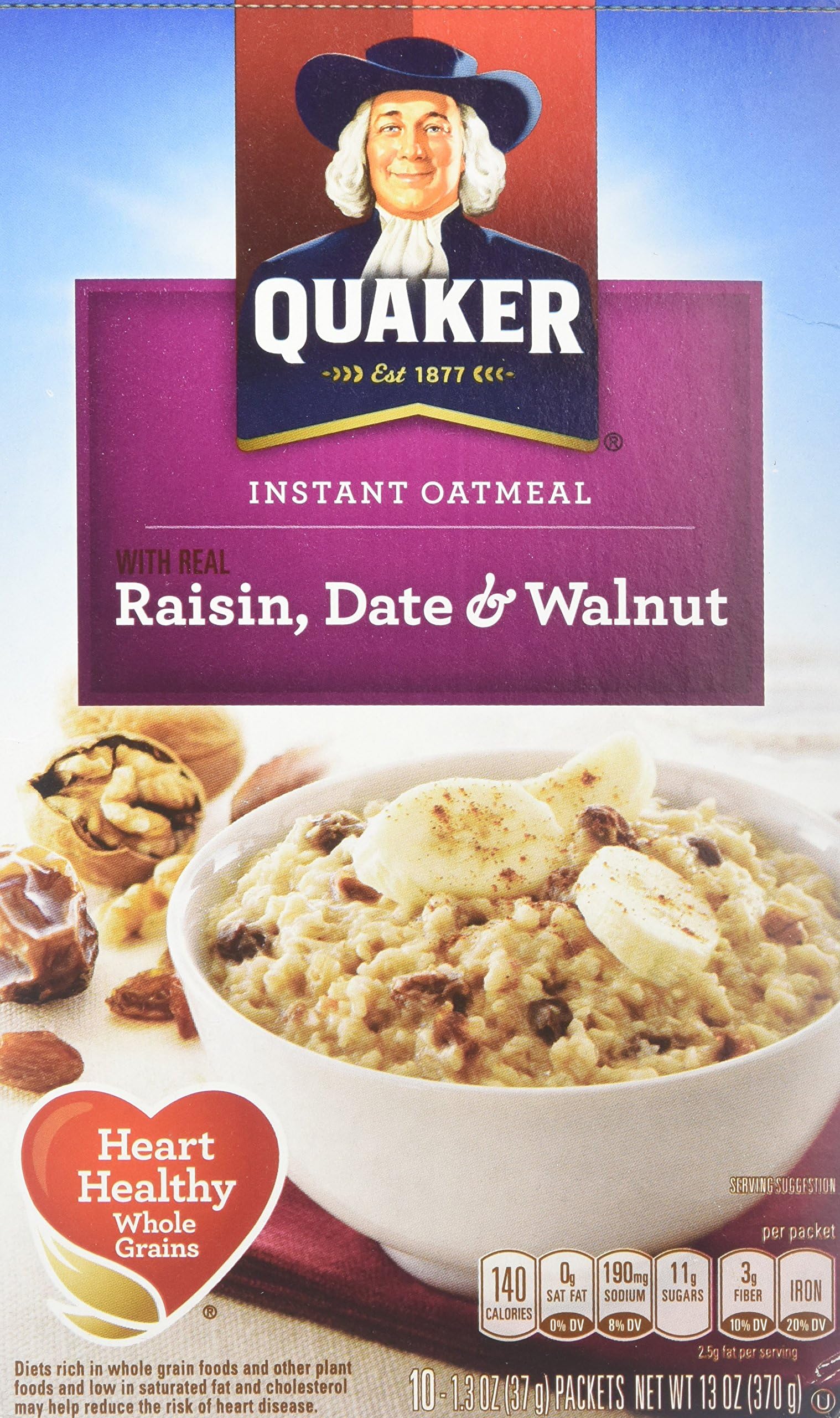 Amazon.com: Quaker Raisin, Date & Walnut 100% Whole Grains Fiber ...