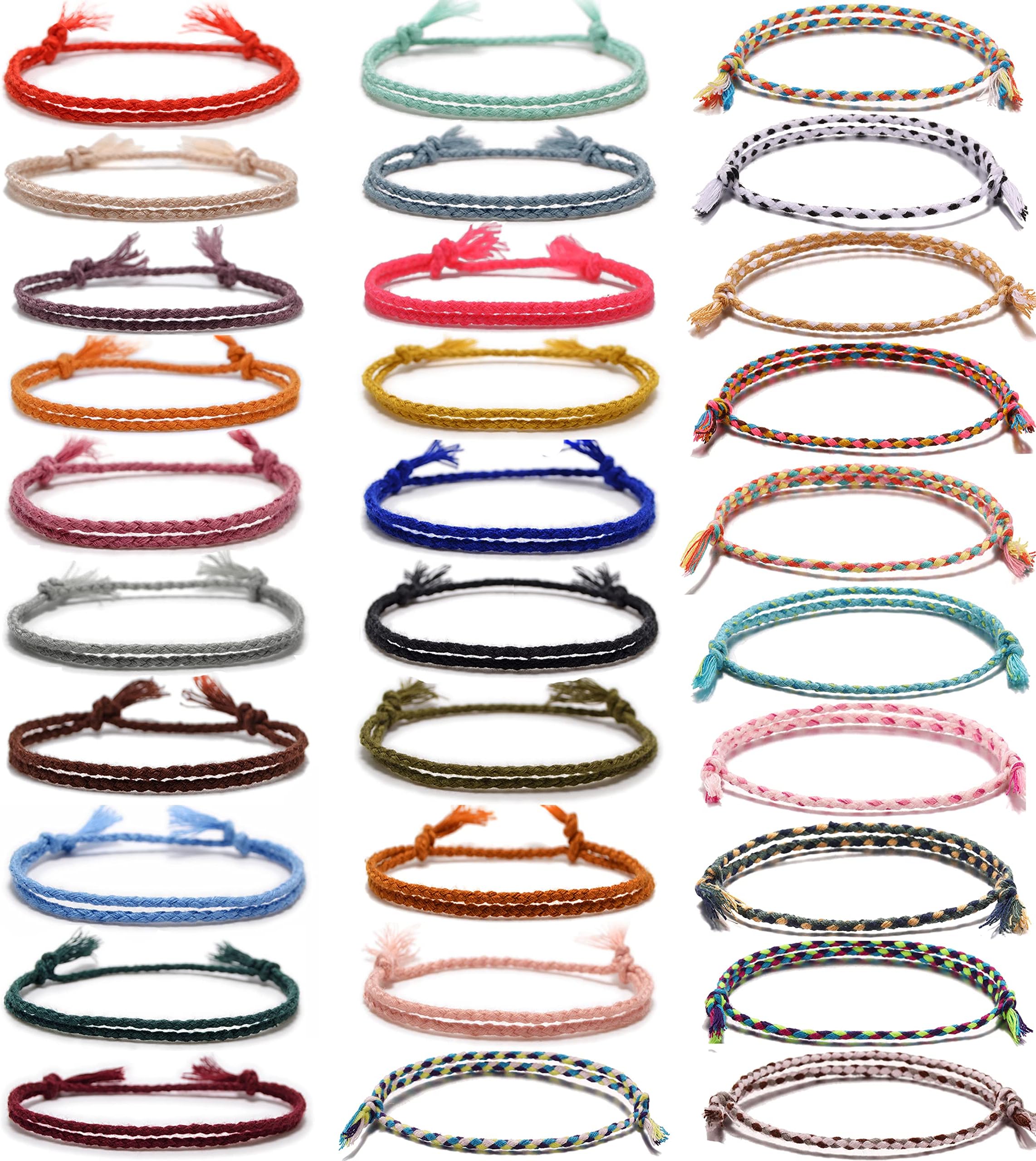 Amazon.com: Hotop 30 Pcs Handmade Braided String Bracelets Bulk Rainbow ...