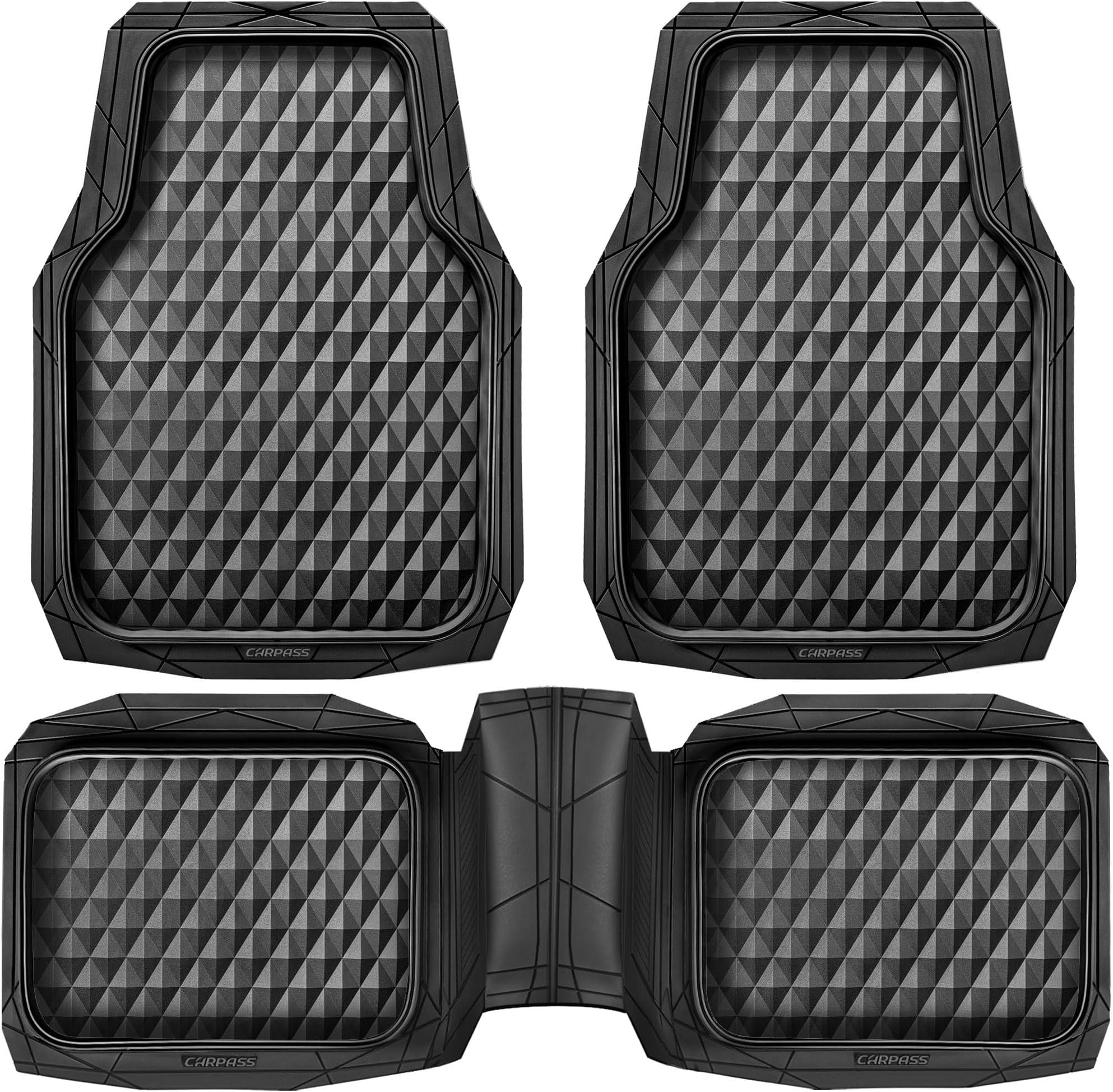 Amazon.com: CAR PASS Heavy Duty Rubber Car Mats, Deep Dish All-Weather ...