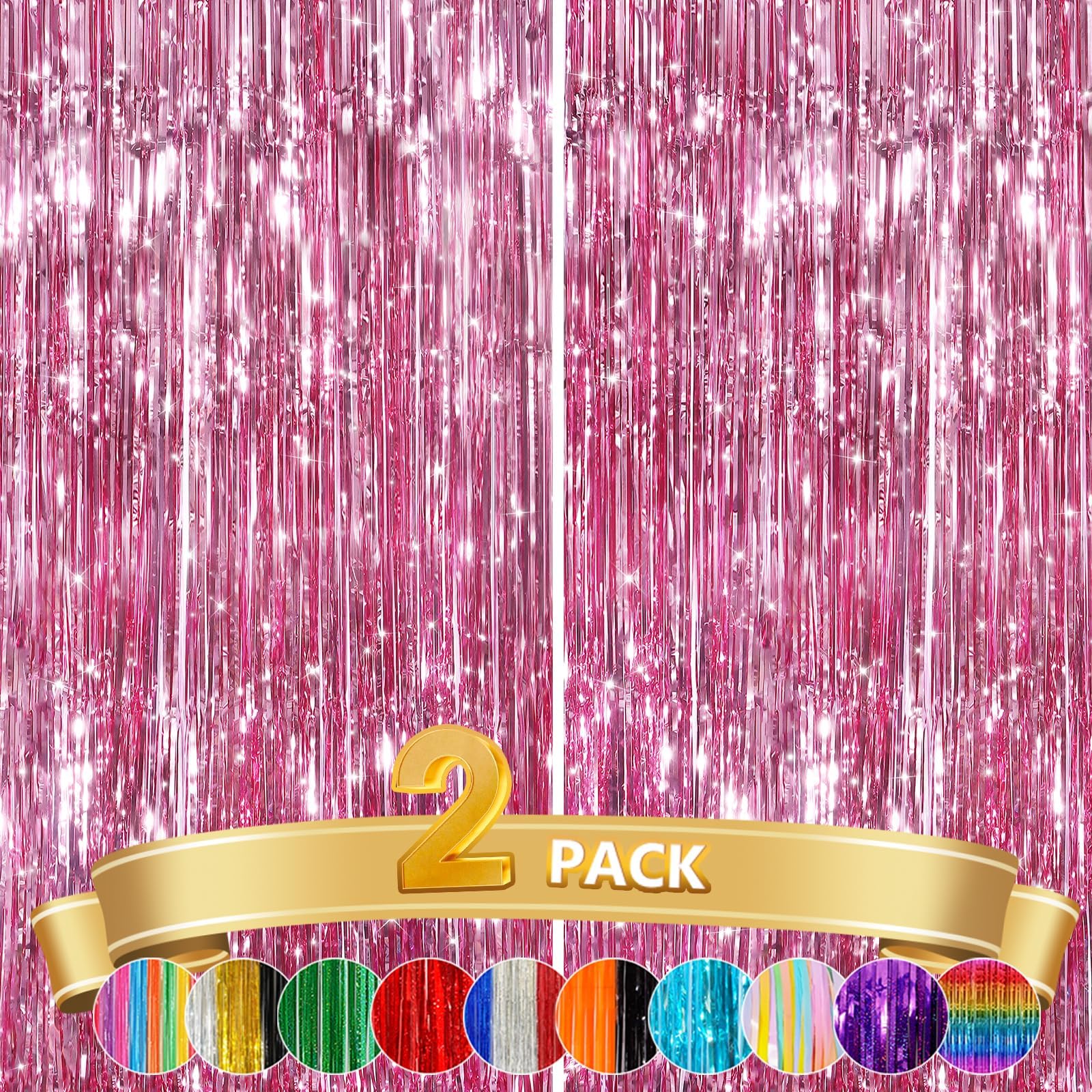 Amazon.com : 2 Pack Orange Metallic Tinsel Foil Fringe Curtains, Door ...