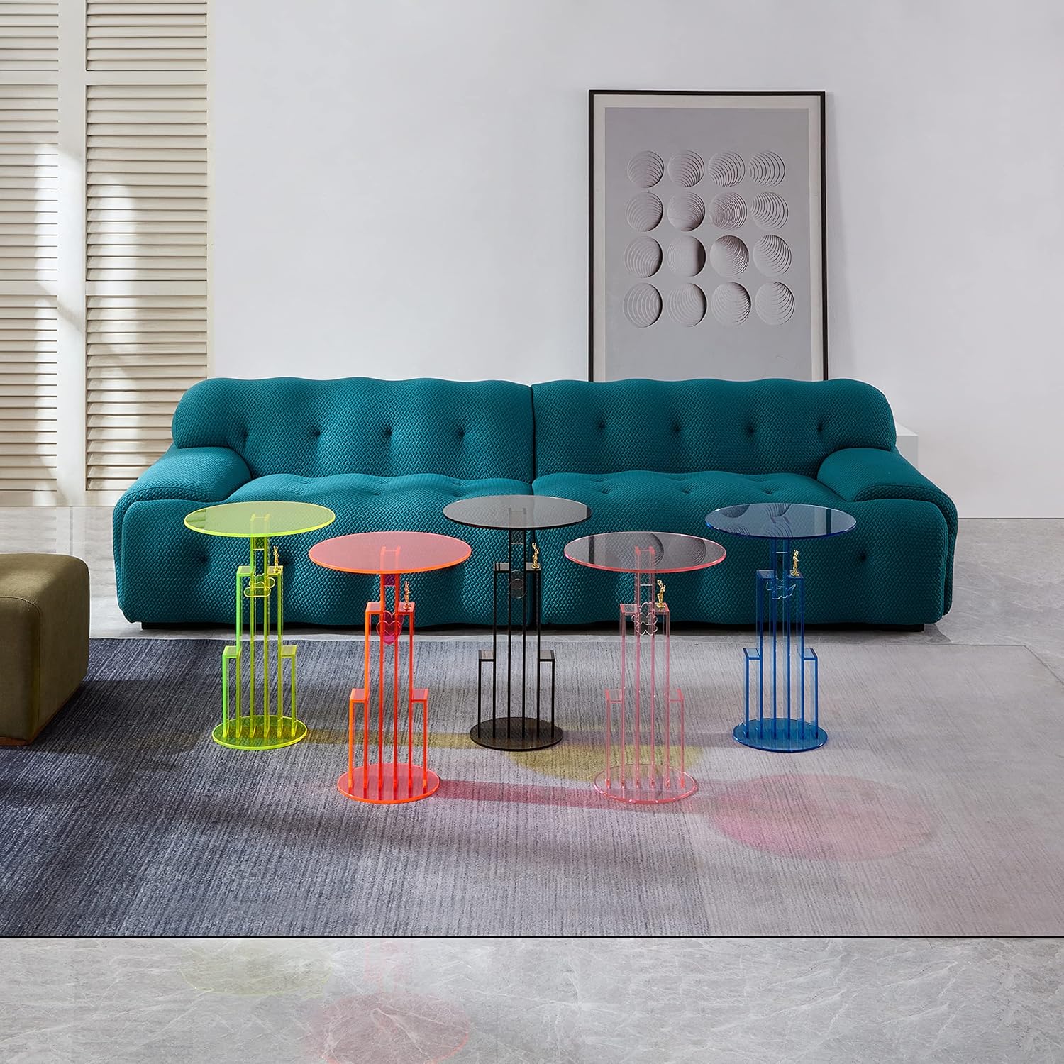 Mesa auxiliar de acrílico de color azul,Muebles de mesa de pedstal,Mesa ...