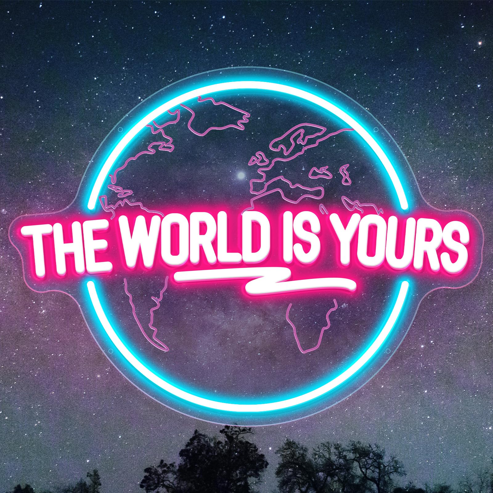 Amazon.com : The World Is Yours Neon Sign, Carved Planet The World Is ...