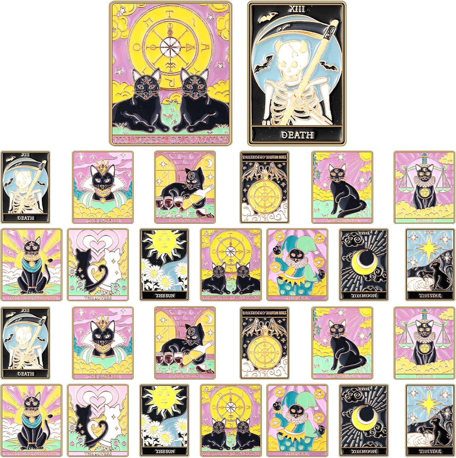 Amazon.com: Batiyeer 26 Pcs Tarot Card Enamel Pins Bulk Cute Pins for ...