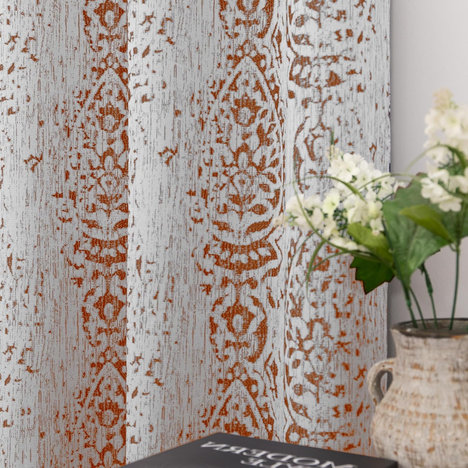 Rusty Orange Curtains 63 Inches Long for Bedroom 2 Panels Grommet Burnt ...