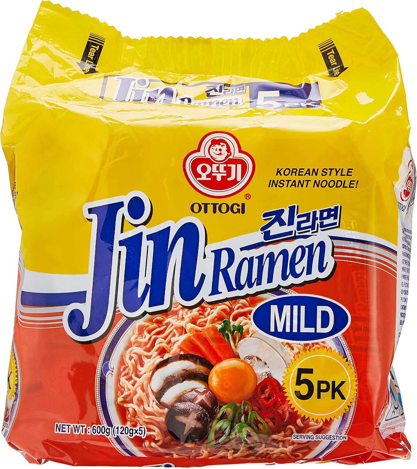 Ottogi Jin Ramyon (Mild) 120g (Pack of 5) : Amazon.co.uk: Grocery