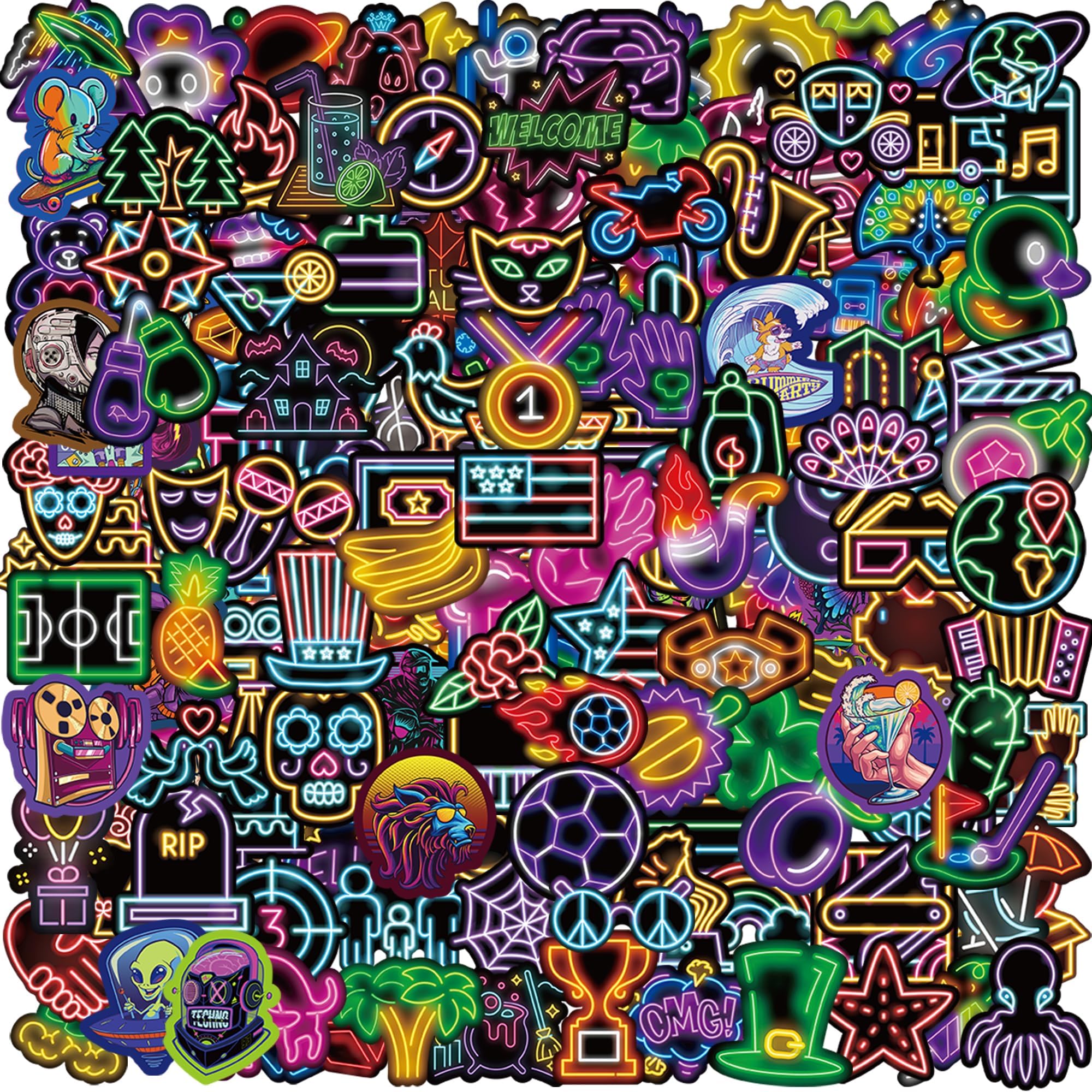 Amazon.com: Cool Stickers Neon Stickers Pack 50PCS, Funny Stickers for ...